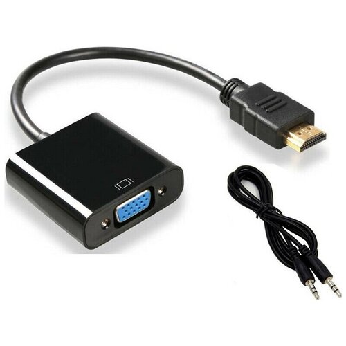 Переходник-адаптер HDMI-VGA+AUX "звук" кабель 0,1м черный