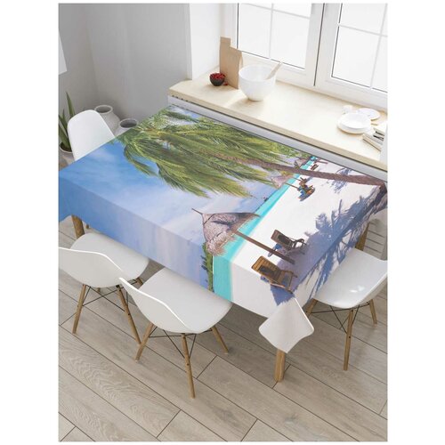 Скатерть прямоугольная JoyArty на кухонный стол "Пальмовые тени" из оксфорда, 180x145 см