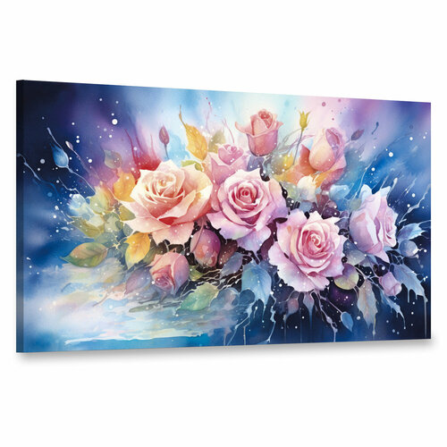 Интерьерная картина 100х60 "Розы в каплях"