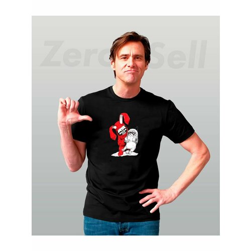 Футболка Zerosell заяц скелет кот мем, размер 4XS, черный