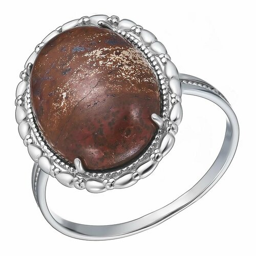 Перстень Серебряное кольцо 925 пробы с Яшмой, серебро, 925 проба, родирование, яшма, размер 19, серебряный