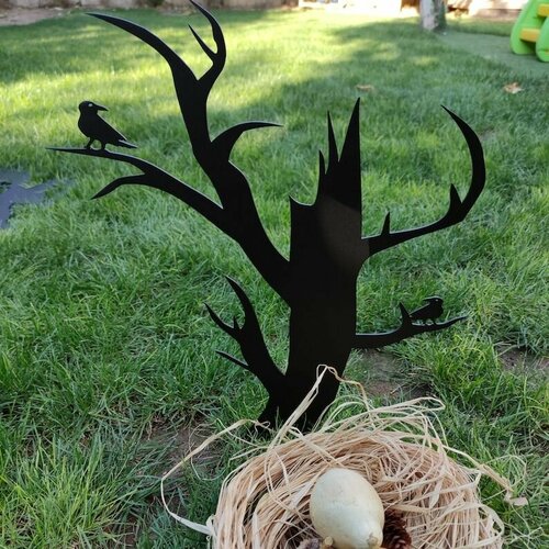 Садовый декор хэллоуин призрачное дерево, деревянное (черный цвет)