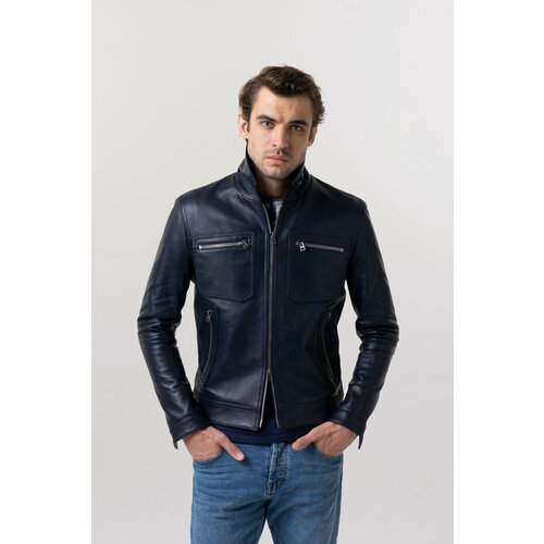Кожаная куртка BRUNO ALTRO кожаная куртка, размер 52, синий