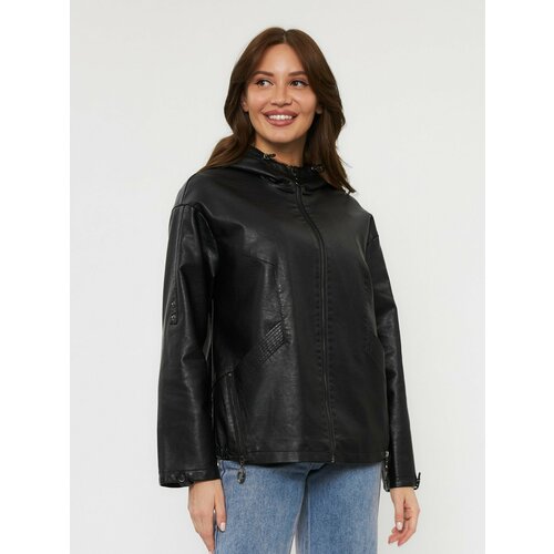Кожаная куртка LINA REY, размер 50, черный