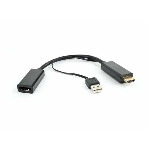 Конвертер HDMI-DisplayPort, Cablexpert DSC-HDMI-DP, HD19M+USBxHD20F, черный
