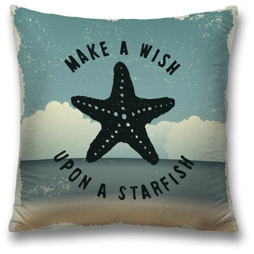 Наволочка декоративная на молнии, чехол на подушку JoyArty "Загадать желание на морскую звезду" 45х45 см
