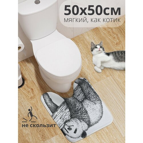 Коврик для туалета с вырезом противоскользящий JoyArty JoyArty "Усталая панда" 50x50 см