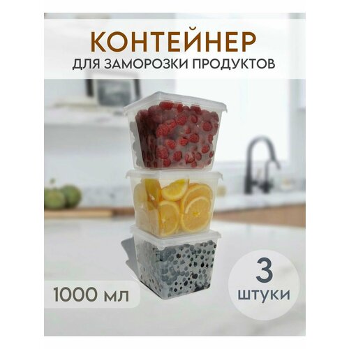 Контейнер для заморозки продуктов 1000 мл, 3 шт.