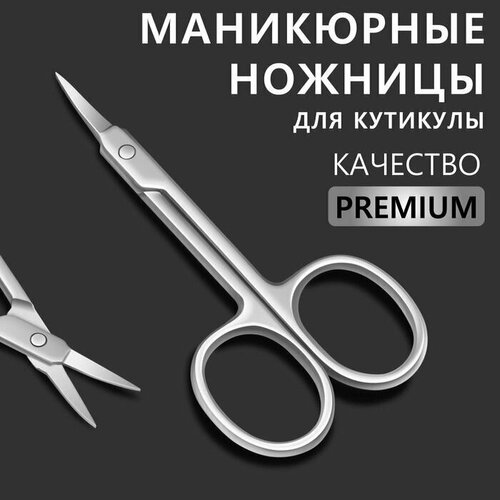 Ножницы маникюрные Premium, для кутикулы, загнутые, узкие, 9 см, на блистере, цвет серебристый