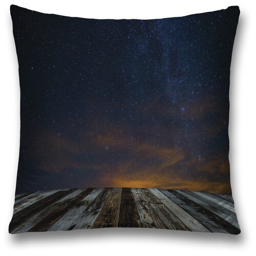 Наволочка декоративная на молнии, чехол на подушку JoyArty "Звездное небо над забором" 45х45 см