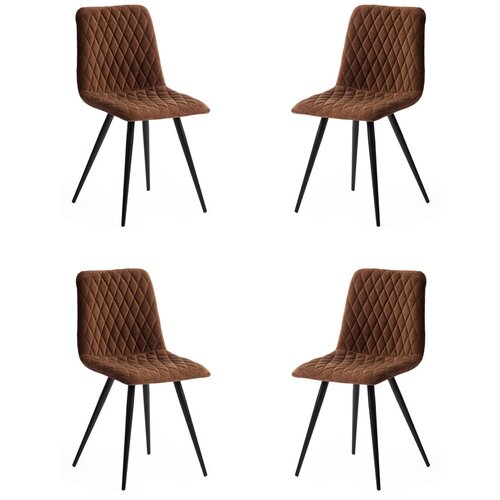 Комплект стульев TetChair Chilly X (mod. 7096-1), металл/текстиль, 4 шт., цвет: коричневый barkhat 12/черный