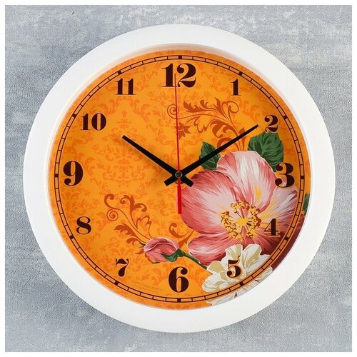 Часы настенные, серия: Цветы, "Цветки", плавный ход, d 28 см