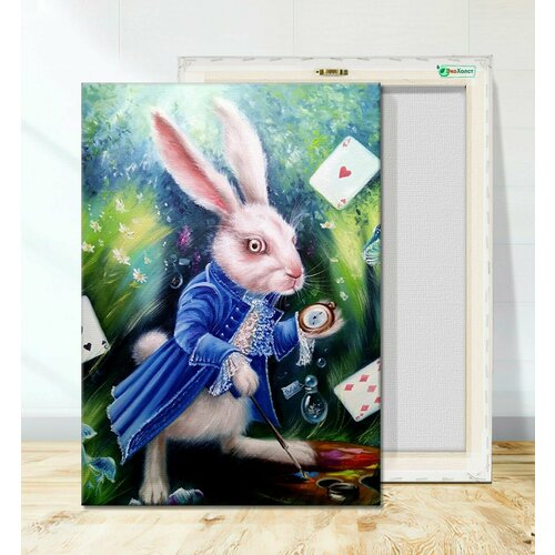 Картина на холсте для интерьера Белый Кролик, Алиса в стране чудес, Дисней Disney (6) 40х60