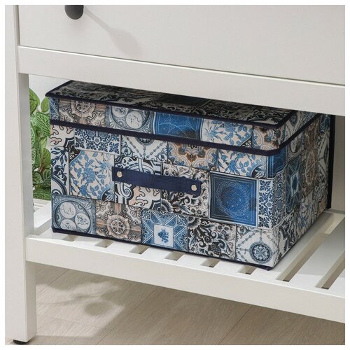 Короб для хранения с крышкой Доляна "Мозаика", 40x30x25 см, цвет синий
