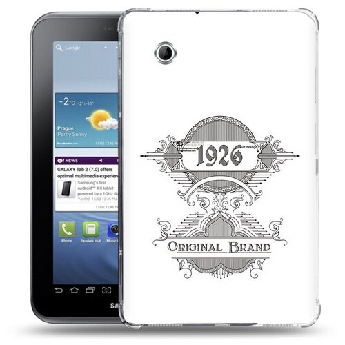 Чехол задняя-панель-накладка-бампер MyPads логотип черно белый для Samsung Galaxy Tab 2 7.0 GT-P3100/P3110 противоударный