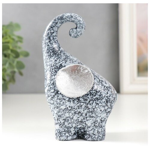 Сувенир полистоун "Каменный слонёнок с серебристыми ушами" 8х9,5х13 см