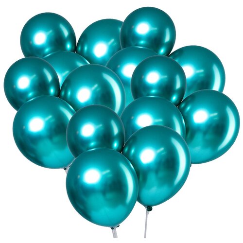 Набор воздушных шаров Leti металл, 12", хром, хром/бирюзовый, 100 шт.