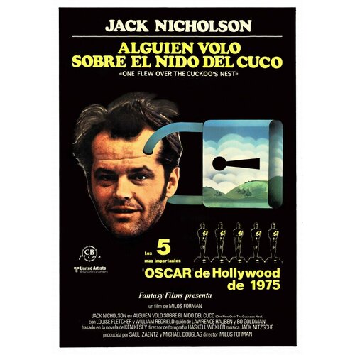 Плакат, постер на бумаге One Flew Over the Cuckoo s Nest/Пролетая над гнездом кукушки. Размер 21 х 30 см