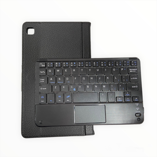 Клавиатура с чехлом MyPads для Samsung Galaxy Tab A7 Lite LTE SM-T220 / T225 (2021) съёмная беспроводная Bluetooth-клавиатура черная кожаная