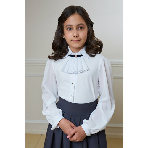 Школьная блуза Гермиона модница, размер 152, белый