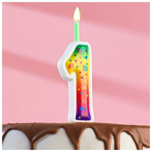 Свеча для торта "Цветное пламя", 12.3 см, цифра "1"