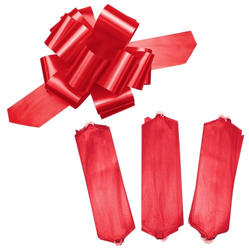 Декоративный бант-шар однотонный для подарков 50х160 мм (красный) 20 шт.