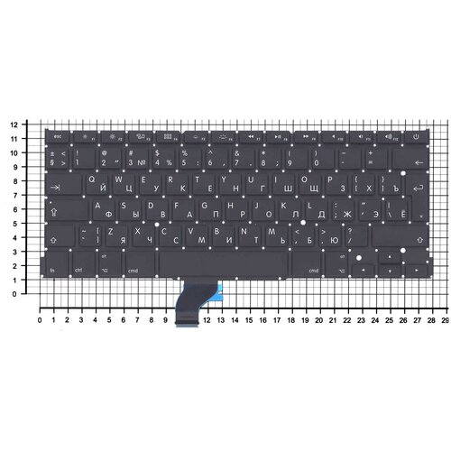 Клавиатура для ноутбука Apple MacBook Pro 13" Retina A1502 2013+ черная под подсветку, большой Enter RU+