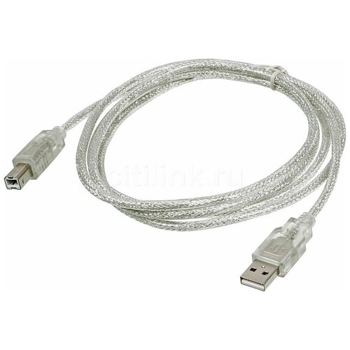 Кабель USB2.0 Buro USB A(m) - USB B(m), 1.8м, прозрачный [usb2.0-am/bm-trans]