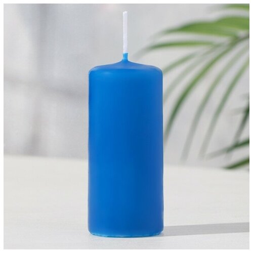 Свеча - цилиндр, 4х9 см, 11 ч, 90 г, синяя