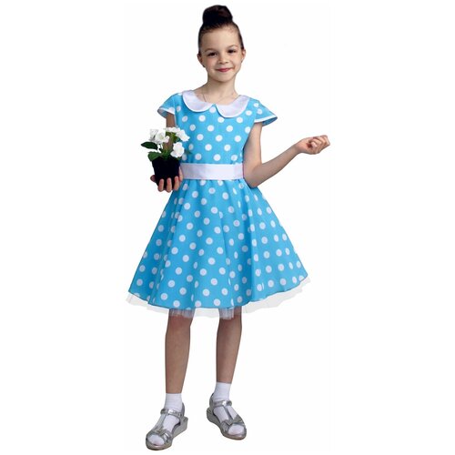 Карнавальное платье стиляги для девочки голубое (15063) 134-140 см