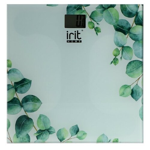 IRIT Весы напольные Irit IR-7273, электронные, до 180 кг, 2хААА, белые срисунком "Листья"