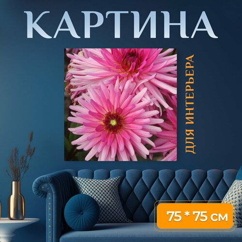 Картина на холсте "Цветы, летом, летние цветы розовый" на подрамнике 75х75 см. для интерьера