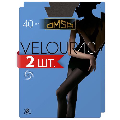 Колготки Omsa Velour, 40 den, 2 шт., размер 4/L/4-L, серый