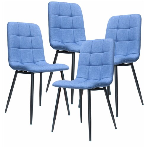 Комплект стульев для кухни Марс, рогожка, цвет dark blue/черный, 4 шт.