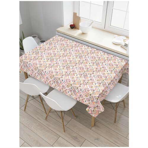 Скатерть прямоугольная JoyArty на кухонный стол "Полосатые ромбы" из оксфорда, 120x145 см