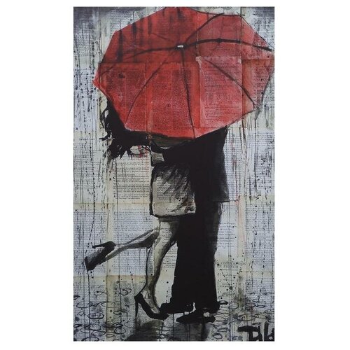 Картина на холсте "Любовь под дождём" 60х100 см