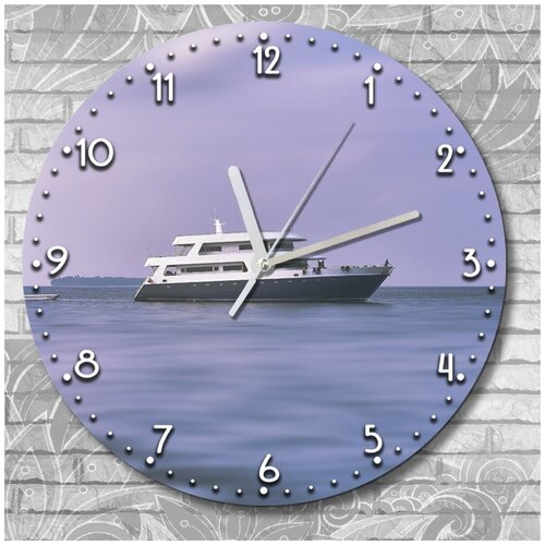 Настенные часы УФ пейзаж (корабль, ship, море, океан, вода, плавание, путешествия, красивый пейзаж) - 2134