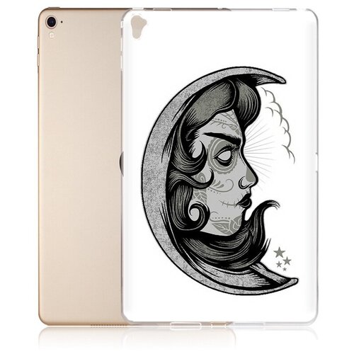 Чехол задняя-панель-накладка-бампер MyPads черно белая луна с лицом для iPad Pro 2 10.5 A1701/A1709/iPad Air 3 (2019) противоударный