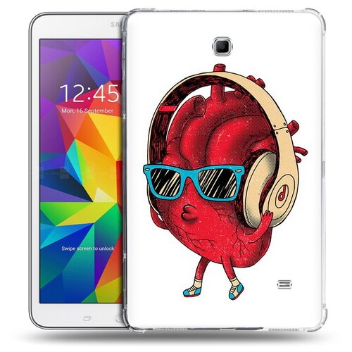 Чехол задняя-панель-накладка-бампер MyPads слушай сердце для Samsung Galaxy Tab 4 8.0 SM-T330/T331/T335 противоударный