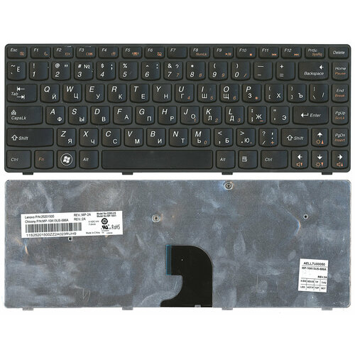 Клавиатура для Lenovo IdeaPad G360 русская, черная с черной рамкой