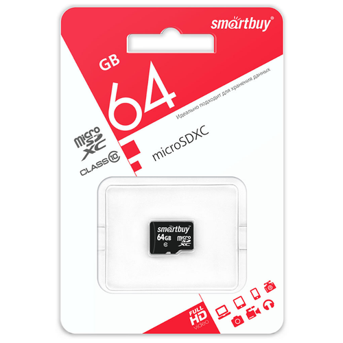 SmartBuy Карта памяти microSD Smartbuy 64GB Class10 10 МБ/сек без адаптера