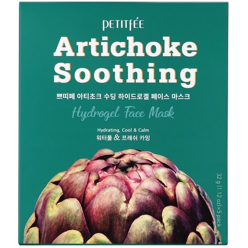 Petitfee Гидрогелевая маска Artichoke Soothing  с экстрактом артишока, 32 мл, 5 уп.