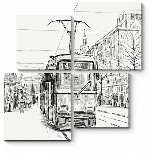 Модульная картина Городской пейзаж в черно-белом 110x110