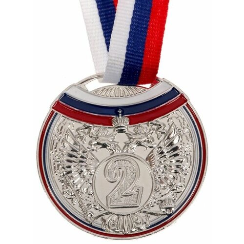 Медаль призовая, 2 место, серебро, триколор, d 5 см