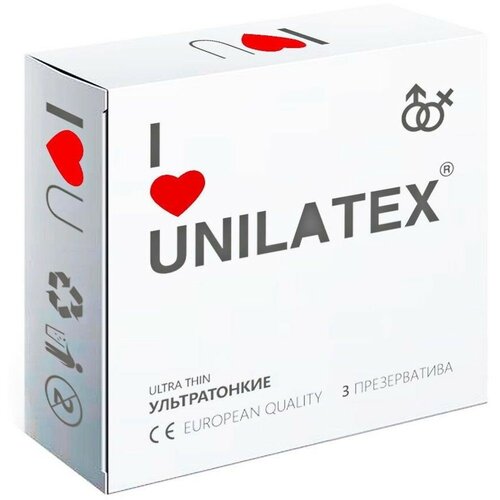 Ультратонкие презервативы Unilatex Ultra Thin - 3 шт. 19 см телесный
