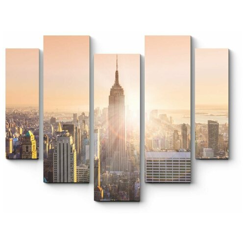 Модульная картина Небоскребы Манхэттена в последних лучах солнца, Нью-Йорк 111x90
