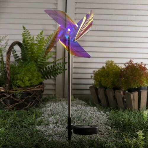 Luazon Lighting Садовый светильник на солнечной батарее «Ветерок», 66 см, 1 LED, свечение мульти (RGB)
