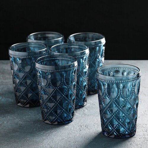 Набор стаканов Magistro "Варьете", 465 мл, 8,5*14 см, 6 шт, цвет синий