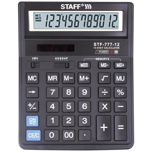 Калькулятор бухгалтерский STAFF STF-777, черный
