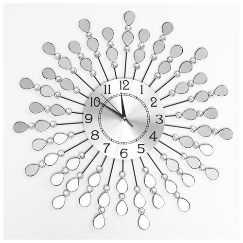 Часы настенные, серия: Ажур, "Зеркальные лепестки", плавный ход, d-59 см, циферблат 22 см